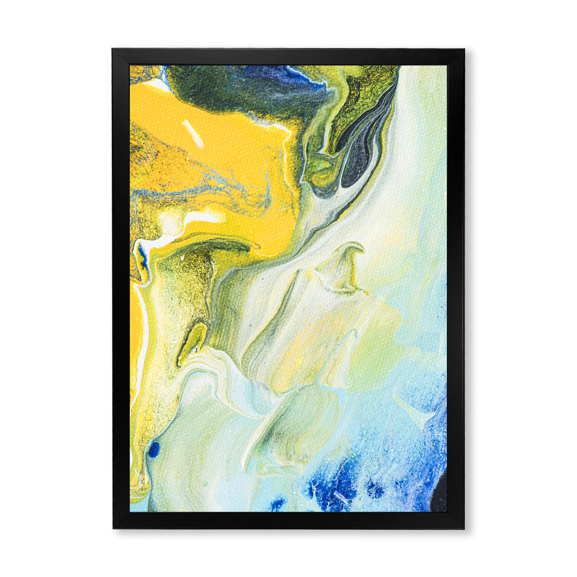 Wrought Studio Yellow And Dark Blue Marble Art II Yellow And Dark Blue ...
