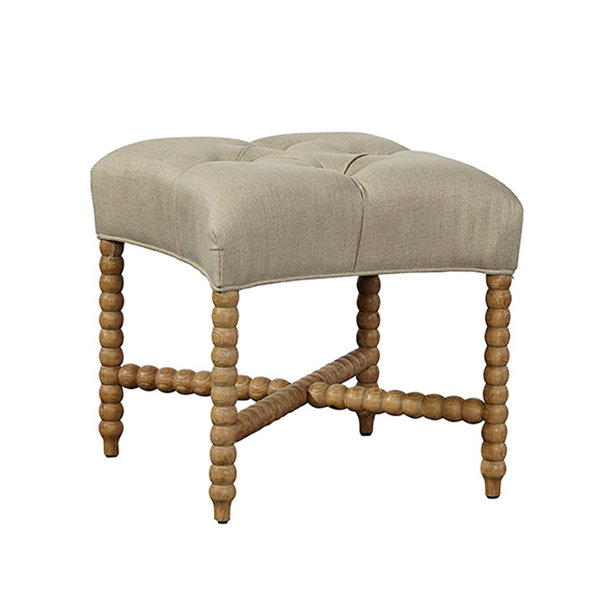 Bungalow Rose Saxmundham Tufted Linen Accent Stool | Wayfair