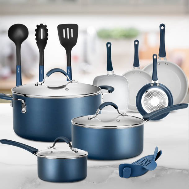 NutriChef 14 - Piece Non-Stick Stainless Steel (18/10) Cookware Set ...