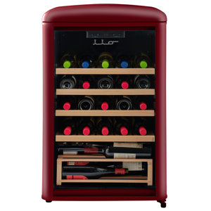 iio 30 Bottle Freestanding Retro Wine Cooler with Wooden Shelves | Wayfair
