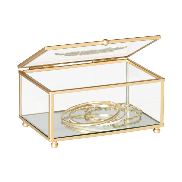 Mercer41 Feather Trim Bevel Glass Jewelry Box | Wayfair