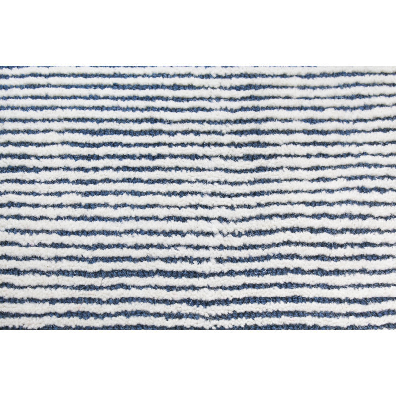 Birch Lane™ Plainsfield Handmade Hand Loomed Wool Ivory/Navy Rug ...