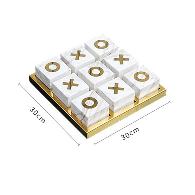 Latitude Run® Marble and Gold Tic- Tac- Toe Set | Wayfair