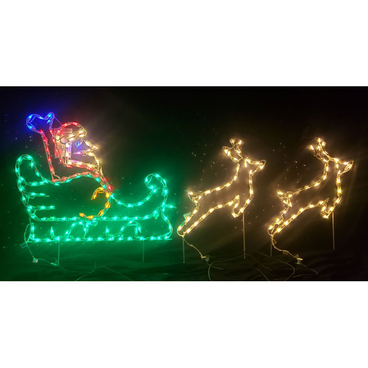 Lori's Lighted D'Lites Small Santa in Sleigh with 2 Deer Christmas ...