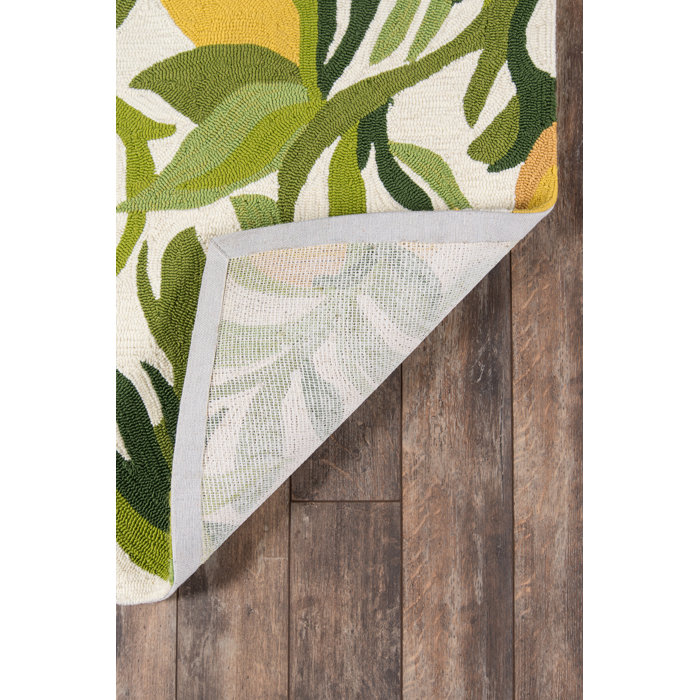 August Grove® Moten Handmade Hand Hooked Green/Yellow Indoor/Outdoor ...