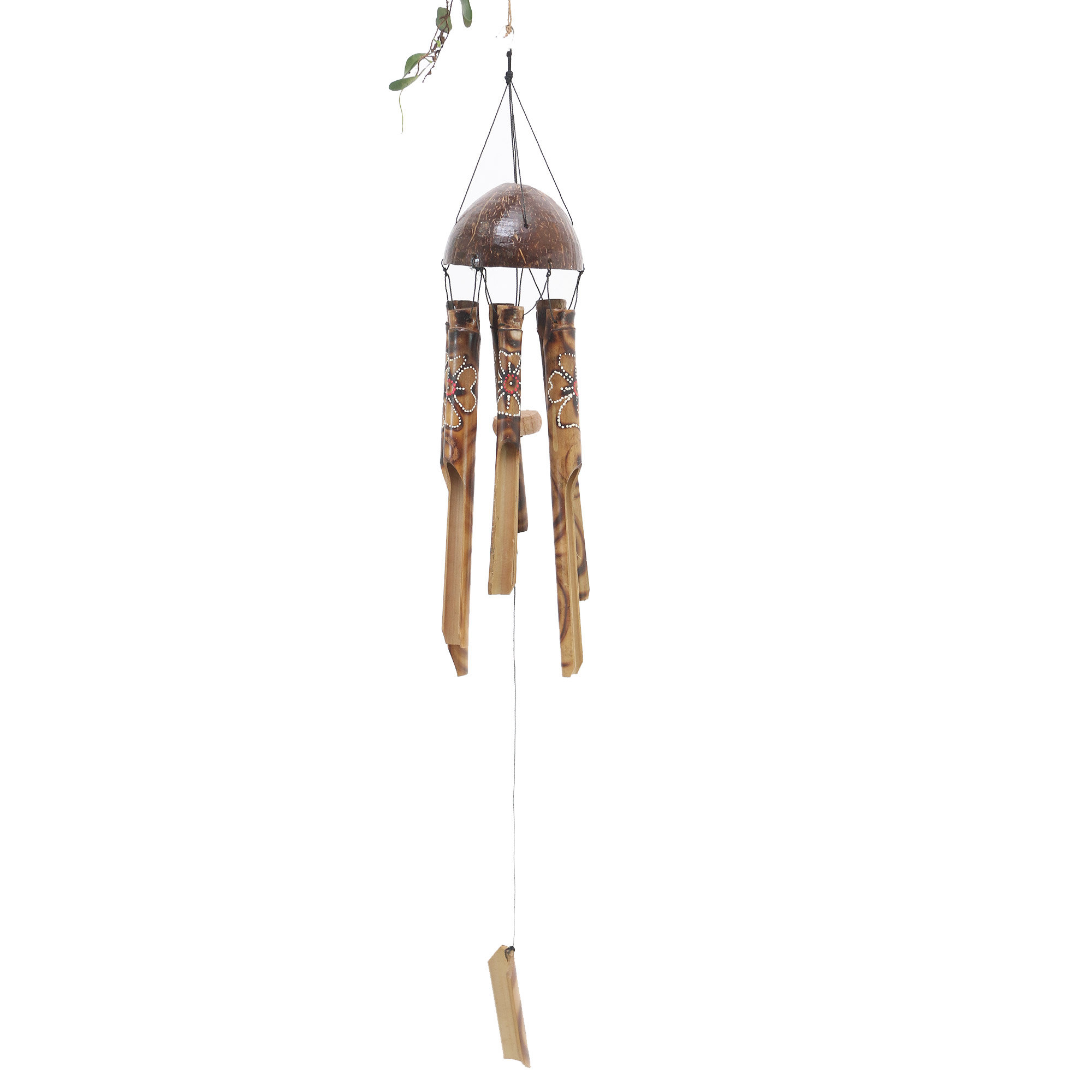 Arlmont & Co. Kyon Handmade Bamboo and Coconut Shell Wind Chime | Wayfair