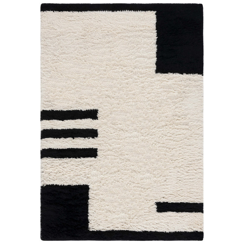 AllModern Beaufort Handmade Flatweave Black/Ivory Rug | Wayfair