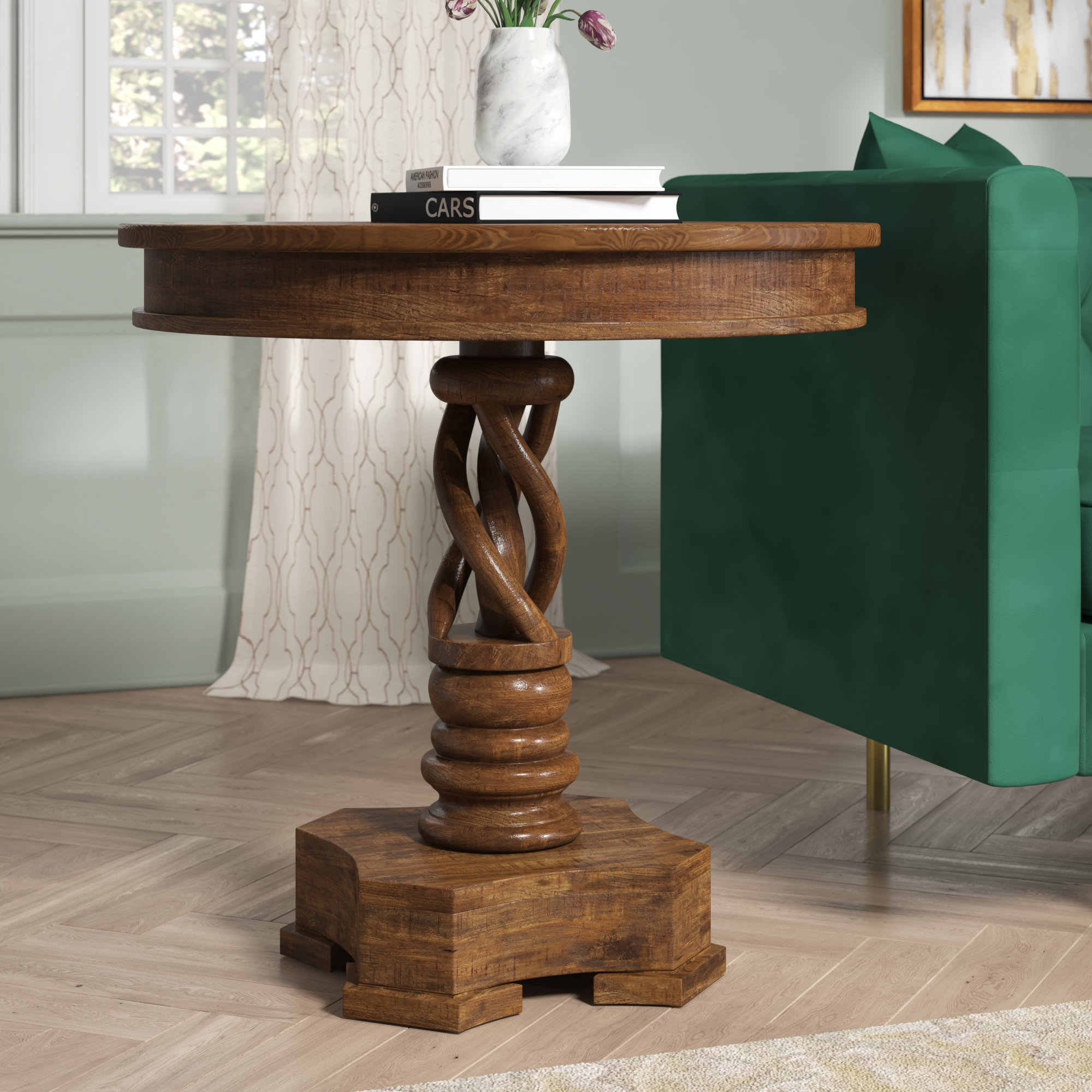 Greyleigh™ Sanger 30'' Tall Solid Wood Pedestal End Table & Reviews ...