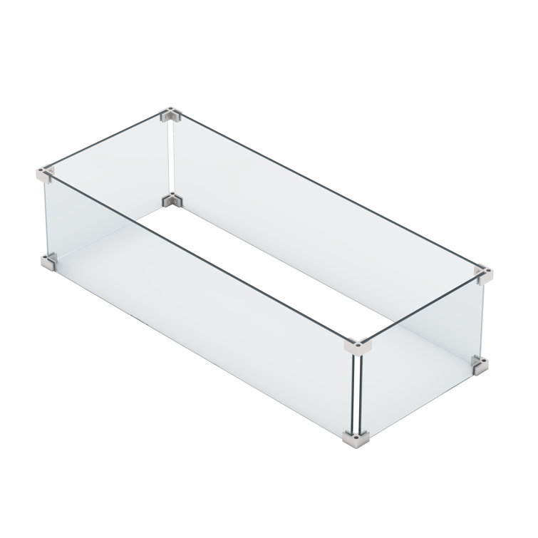 Borealis Olney Rectangle Fire Pit Flame Guard (Glass) | Wayfair