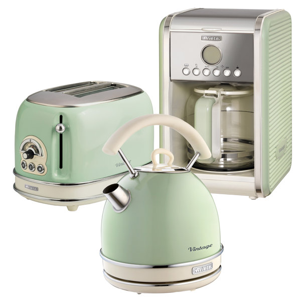 Ariete Vintage 1.7L Stainless Steel Dome Kettle with 2 Slice Toaster ...