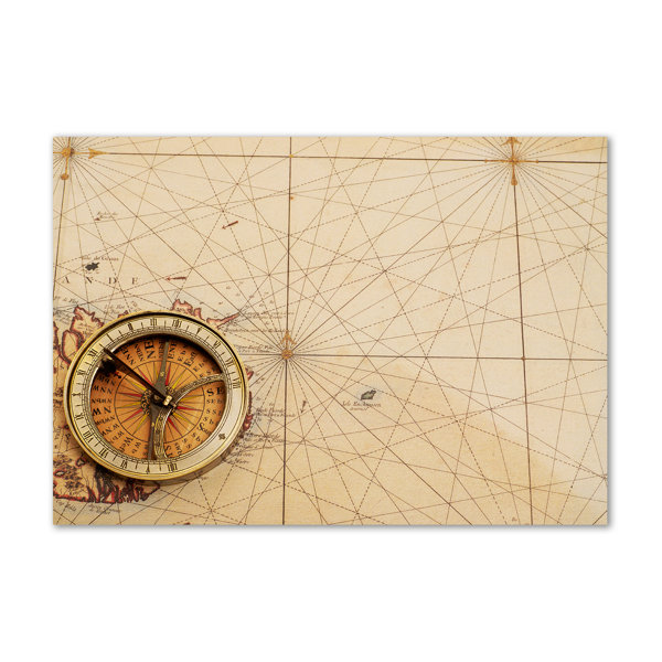 Longshore Tides Compass On The Map - Wrapped Canvas Art Prints ...