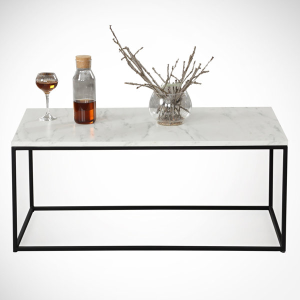 Latitude Run® Cosco Frame Rectangle Coffee Table White Marble | Wayfair