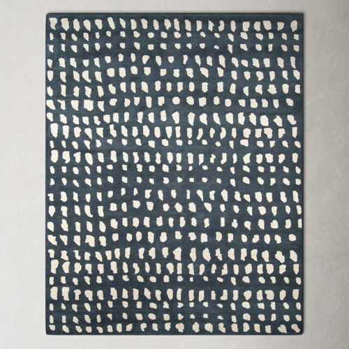 AllModern Glory Handmade Wool Dark Blue/Ivory Rug & Reviews | Wayfair