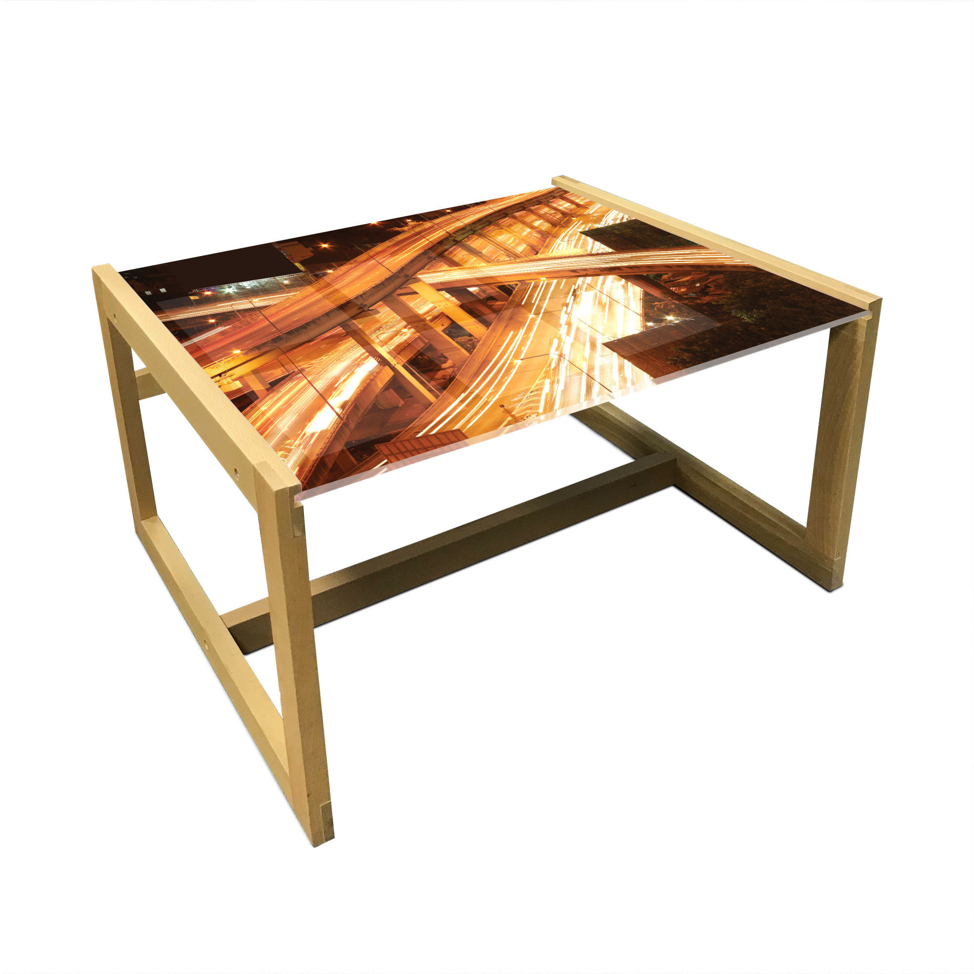 East Urban Home Cityscape Coffee Table, Modern Urban Roads Night Time ...