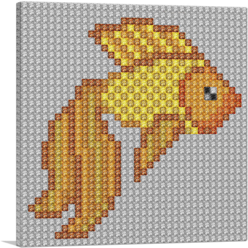 ARTCANVAS Goldfish Aquarium Fish Emoticon Jewel Pixel - Wrapped Canvas ...