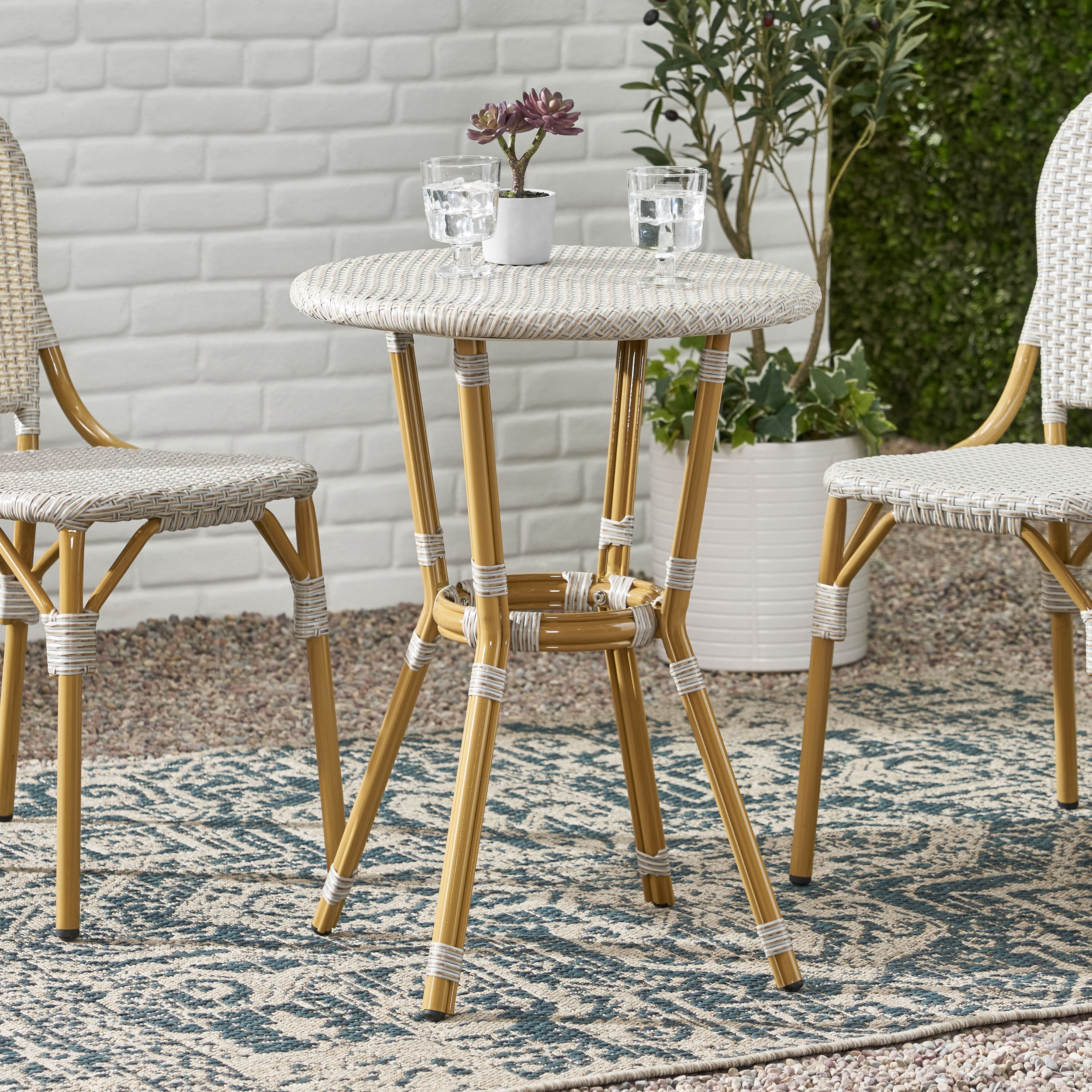 Longshore Tides Wicker/Rattan 2 - Person Bistro Table & Reviews | Wayfair