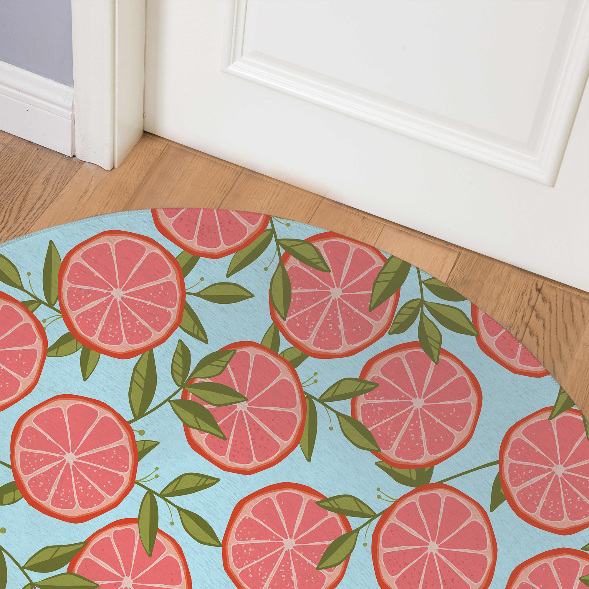 Gracie Oaks Namrata Ruby Red Grapefruit 60 in. x 60 in. Indoor Door Mat ...