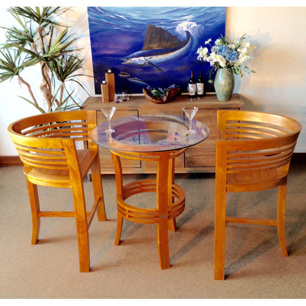 Rosecliff Heights Toby Counter Height 26'' Teak Solid Wood Dining Table ...