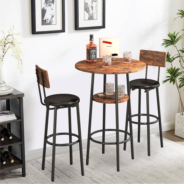 17 Stories Bistro Table and Chairs Set of 2, 3-Piece Bar Table and ...