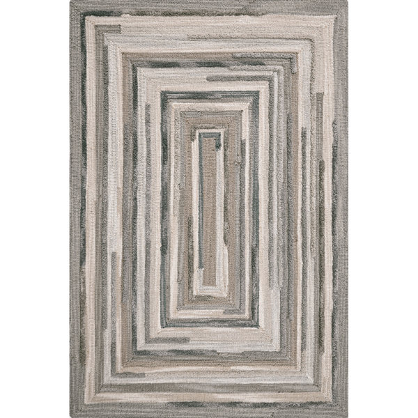 CompanyC Concentric Hand Tufted Wool Geometric Area Rug in Gray ...
