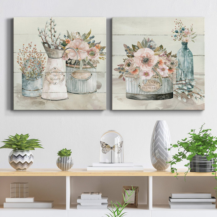 Laurel Foundry Modern Farmhouse Shiplap Flower Market - 2 Piece Wrapped ...