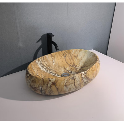 Qierao 16'' Marble Ceramic Oval Vessel Bathroom Sink | Wayfair