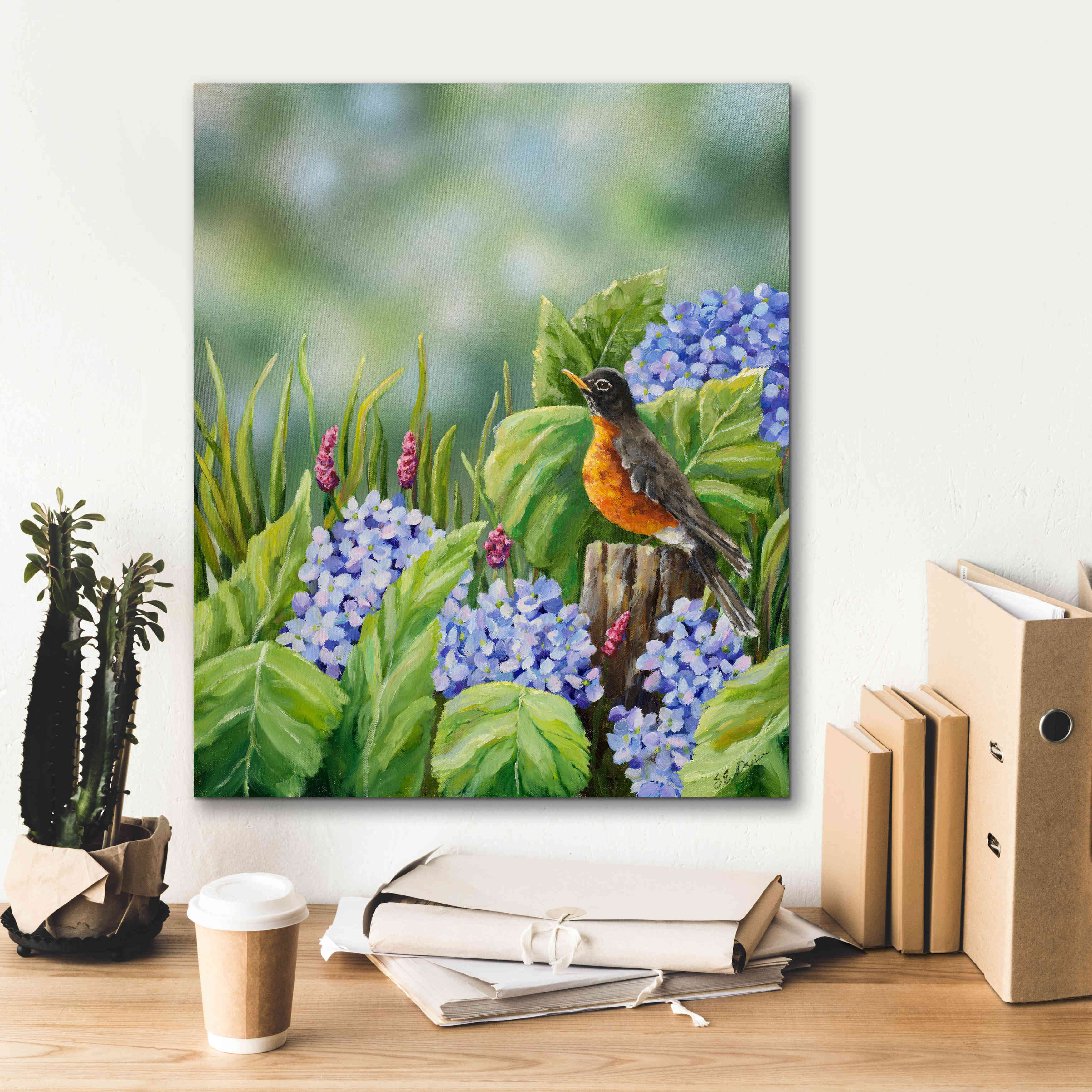 Red Barrel Studio® Epic Graffiti 'Robin With Hydrangeas' By Sarah Dav ...