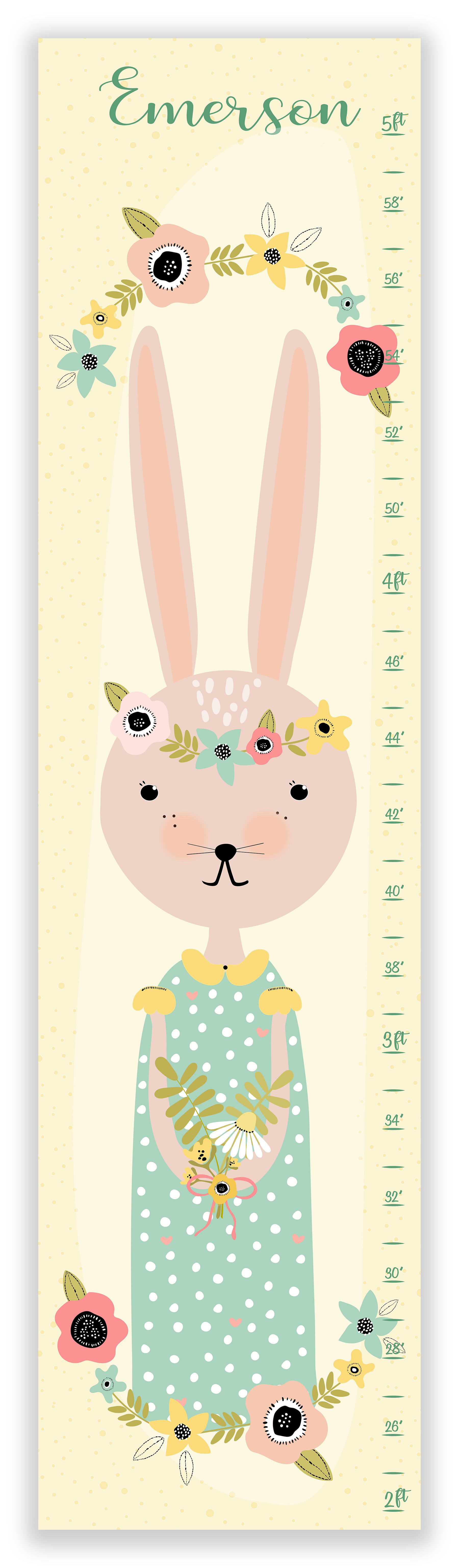 Harriet Bee Harmoni Bunny Rabbit Personalized Growth Chart | Wayfair