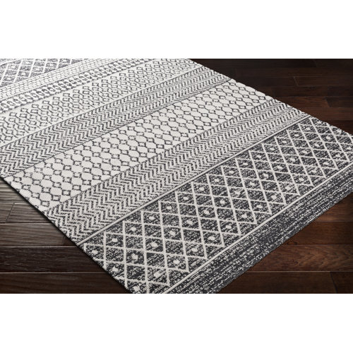 Union Rustic Enloe Cotton Black/Cream Rug & Reviews | Wayfair