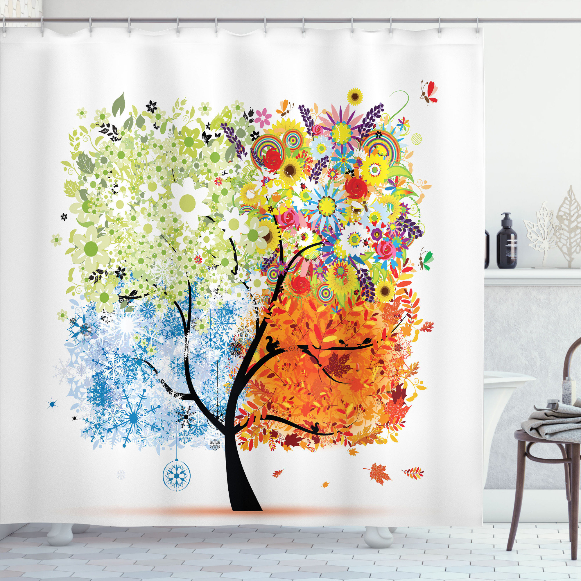 Ebern Designs Gina Season Tree Branches With Flowers Spring Summer ...