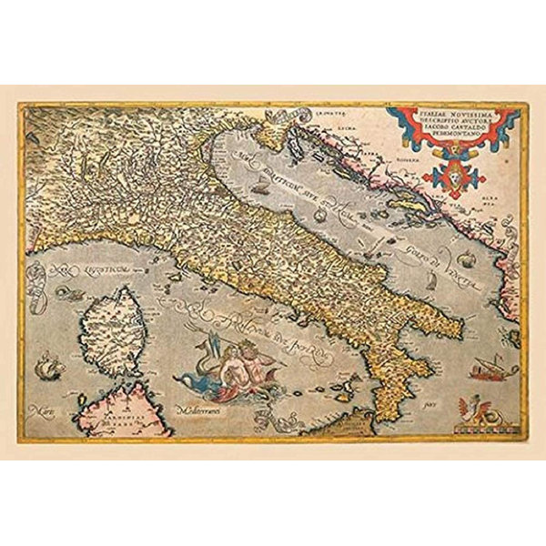 Breakwater Bay Map Of Italy - Wrapped Canvas Graphic Art | Wayfair
