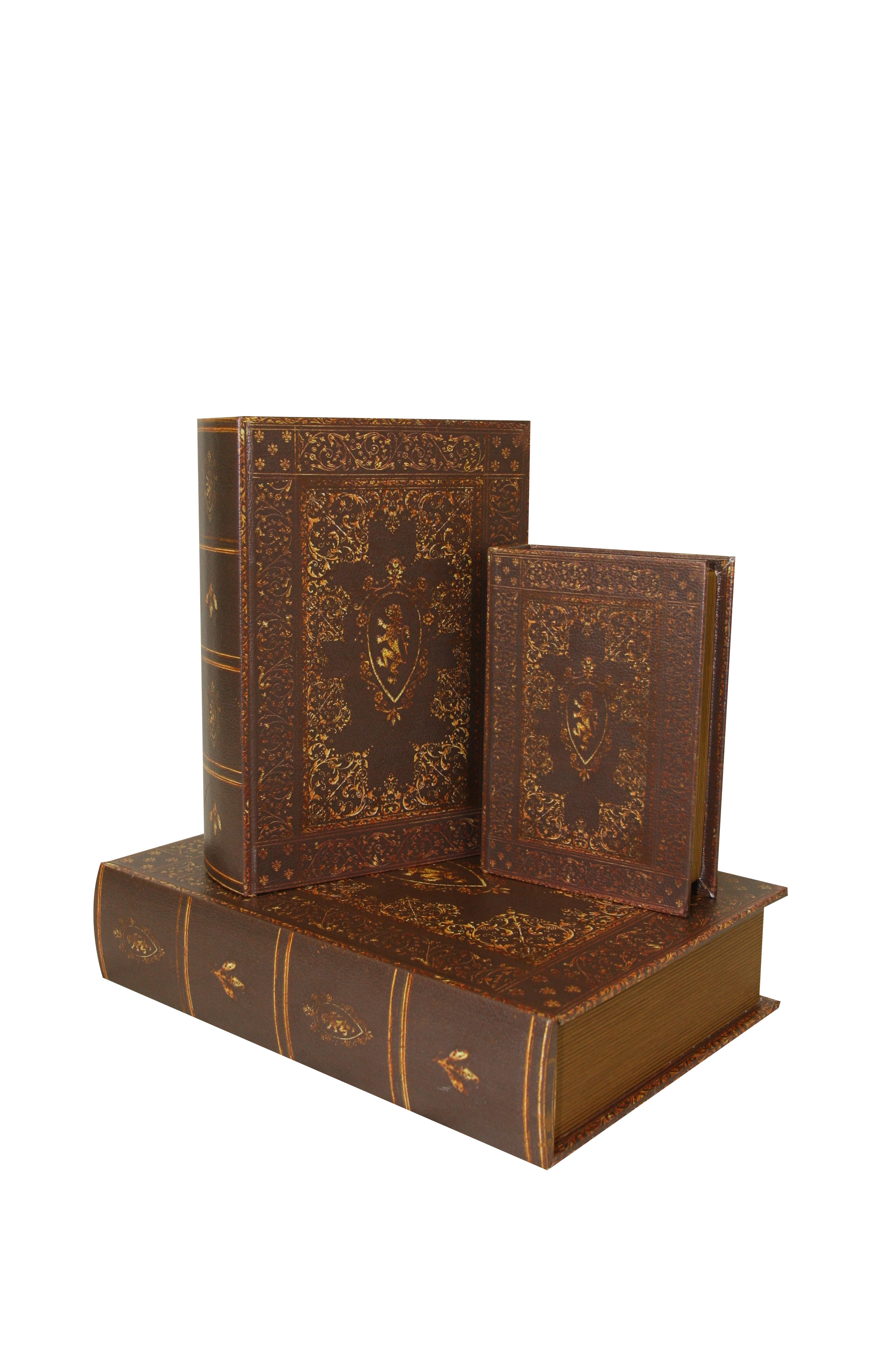 Alcott Hill® Elbdrige 3 Piece Leather Book Box Set | Wayfair