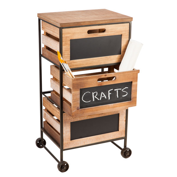 17 Stories Metal And Wood 3 Drawer Display Cart | Wayfair