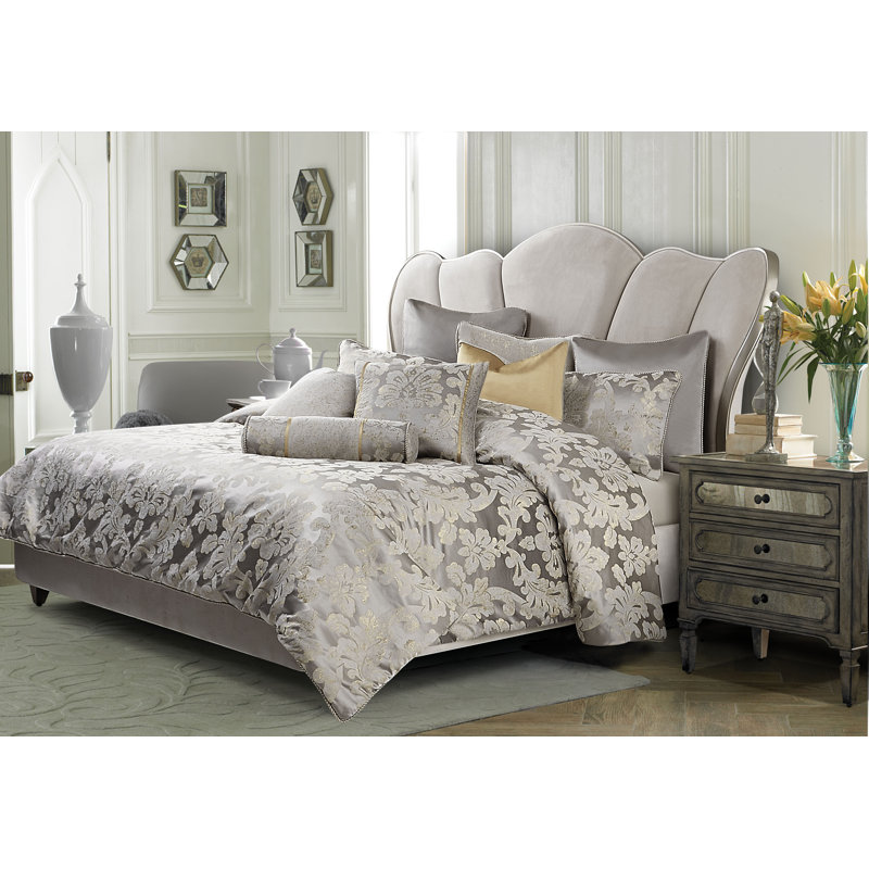 Michael Amini Assisi 10-Piece King Comforter Set - Platinum | Wayfair