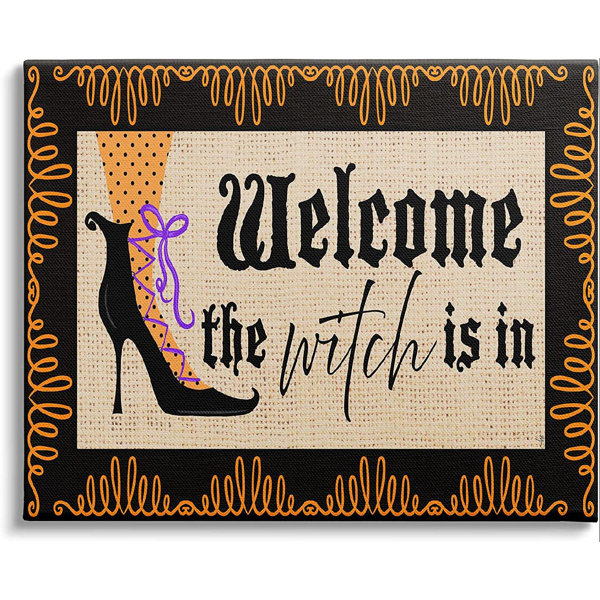 The Holiday Aisle® The Witch Is In Sign Spooky Halloween Welcome, Can ...