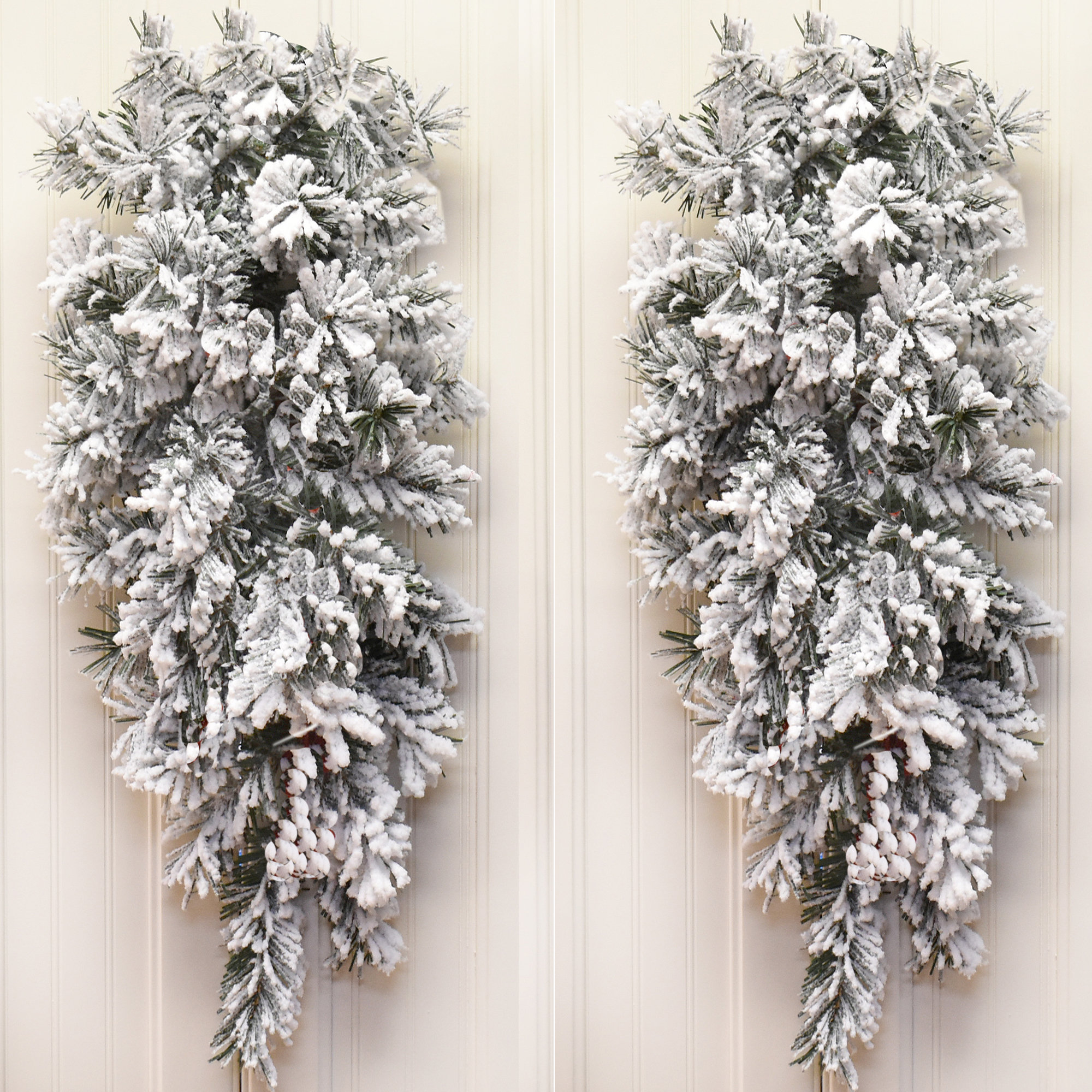 The Holiday Aisle® Winter Snow Flocked Faux Pine Swag & Reviews | Wayfair