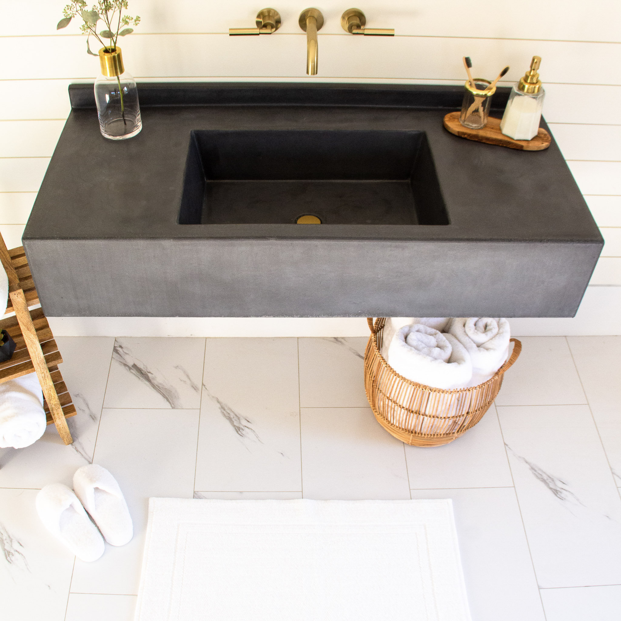 Southern Concrete Creations 48'' Single Bathroom Vanity with Concrete ...