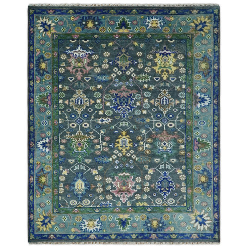 Bungalow Rose Panameno Handmade Hand-Knotted Wool Charcoal Rug | Wayfair