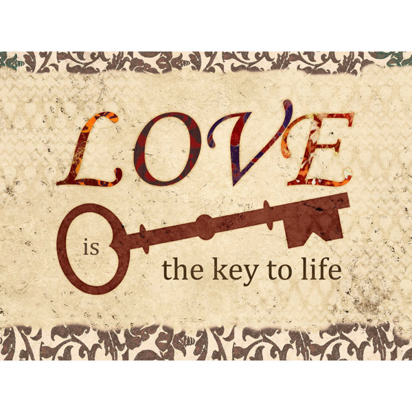 Trinx Love Is Key - Wrapped Canvas Print | Wayfair