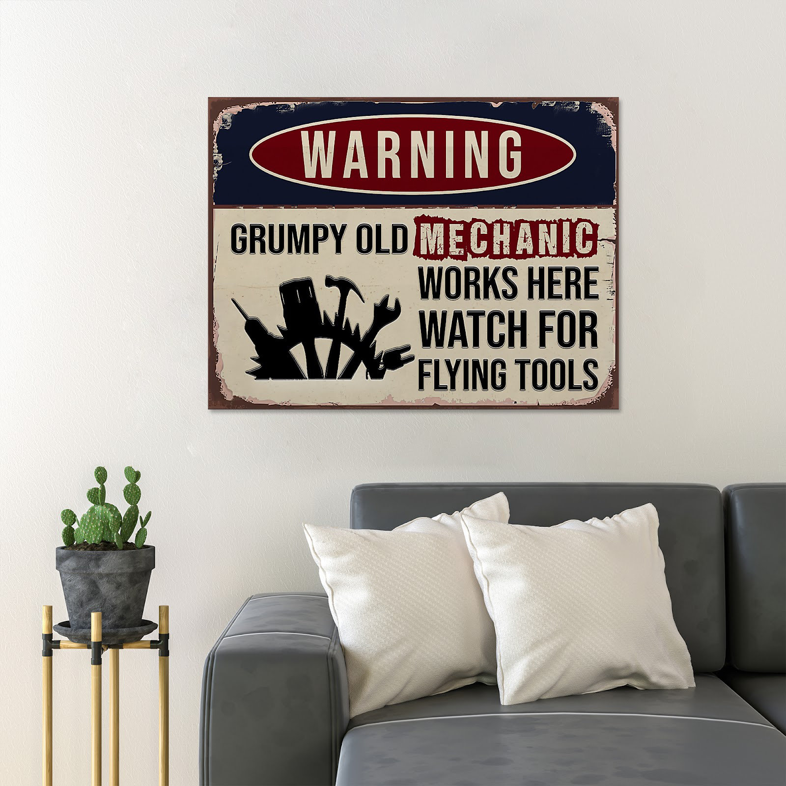 Trinx A Warning - Grumpy Old Mechanic Works Here - 1 Piece Rectangle ...