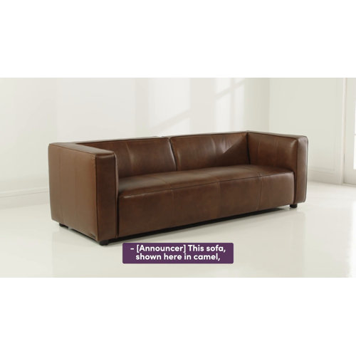 Greyleigh™ Kenisha 94.5" Genuine Top Grain Leather Square Arm Sofa ...