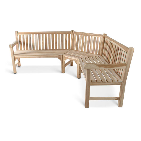 Highland Dunes Keenan Garden Corner Teak Bench | Wayfair.co.uk
