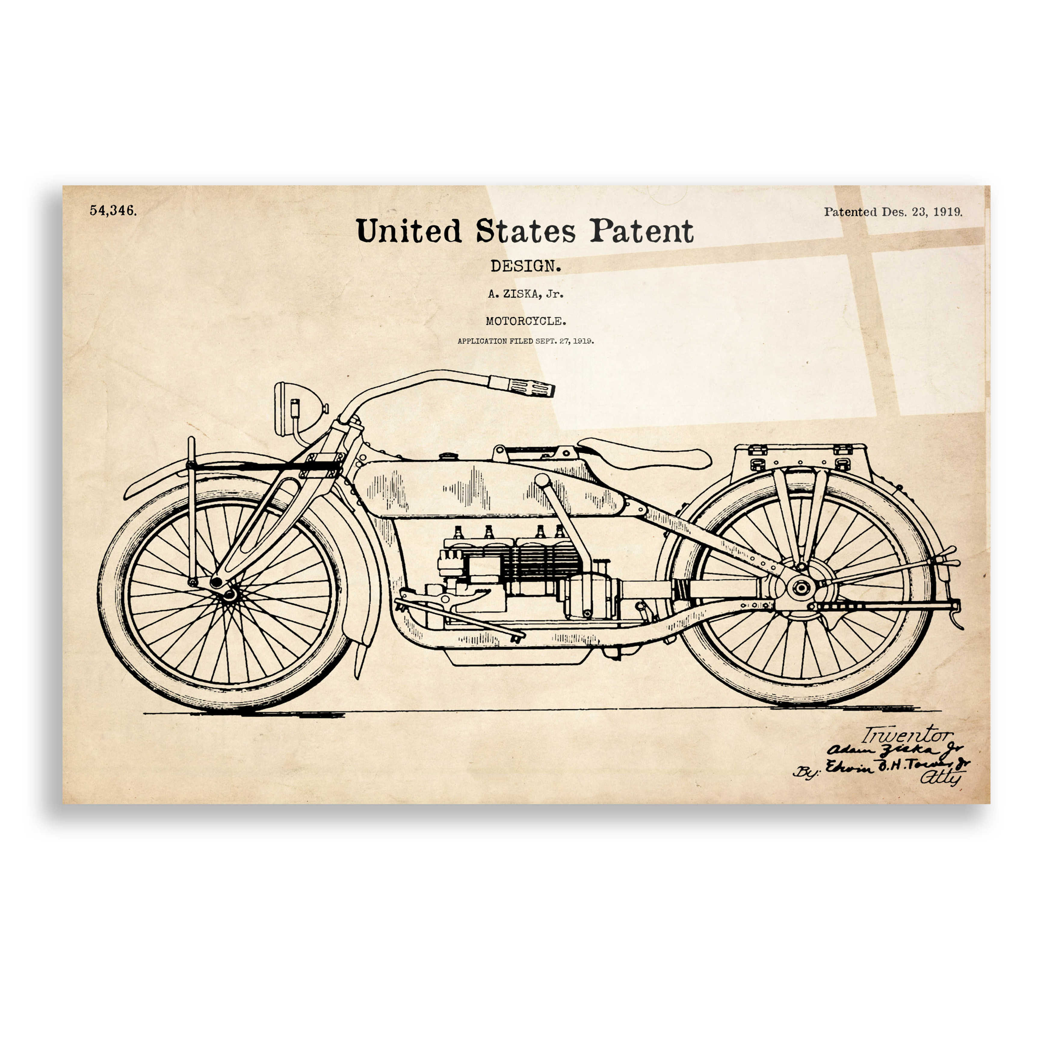 Williston Forge Vintage Motorcycle Patent On Plastic/Acrylic by ...