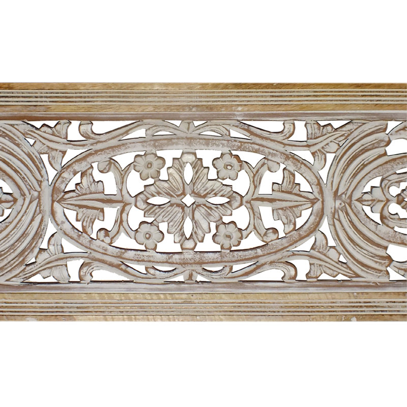 Bungalow Rose Rectangular Mango Wood Panel with Intricate Carving Wall ...