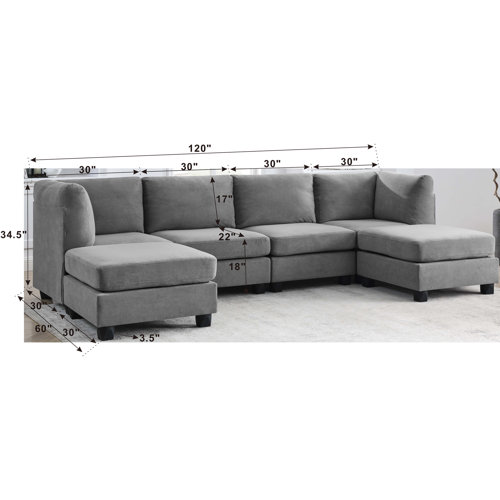 Wade Logan® Atherine 6 - Piece Upholstered Sectional & Reviews | Wayfair
