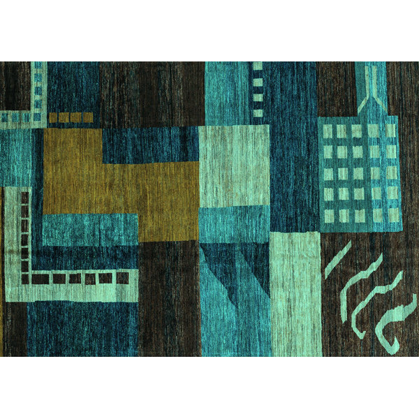 George Oliver Halper Machine Woven / Power Loomed Blue Machine Washable ...