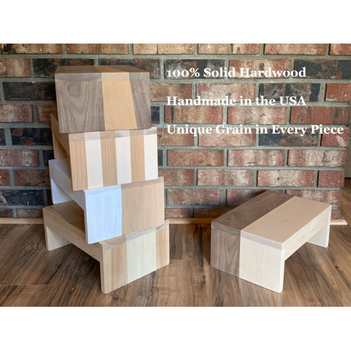 Gracie Oaks Modern Wood Step Stool In Walnut Cherry | Wayfair