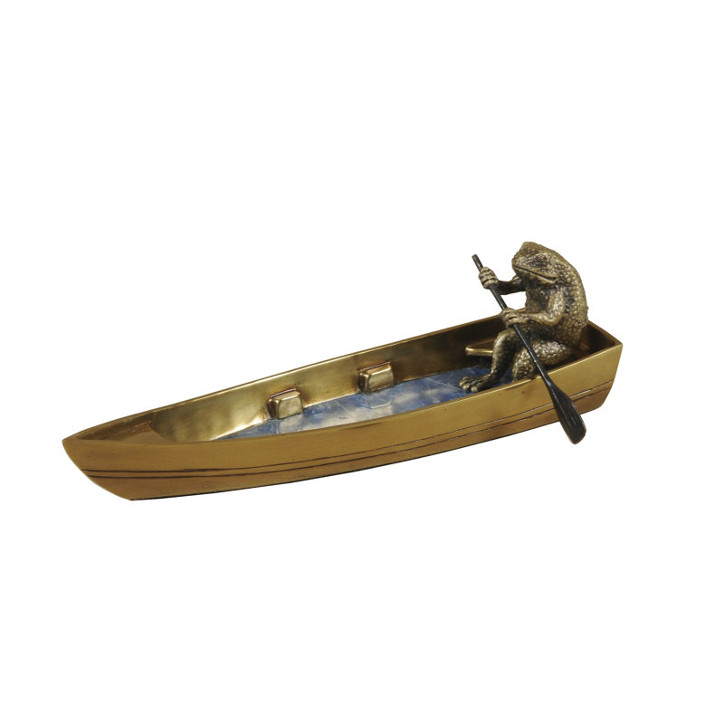 Maitland-Smith Classic and Antique Finished Cast Brass Frog Rowing Boat ...