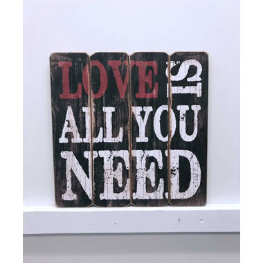 Millwood Pines Love Rules Wooden Sign Wall Décor | Wayfair