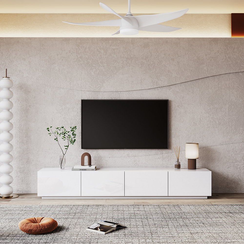 Ebern Designs Toomin Modern Large TV Stand, Long Media Console with 4 ...